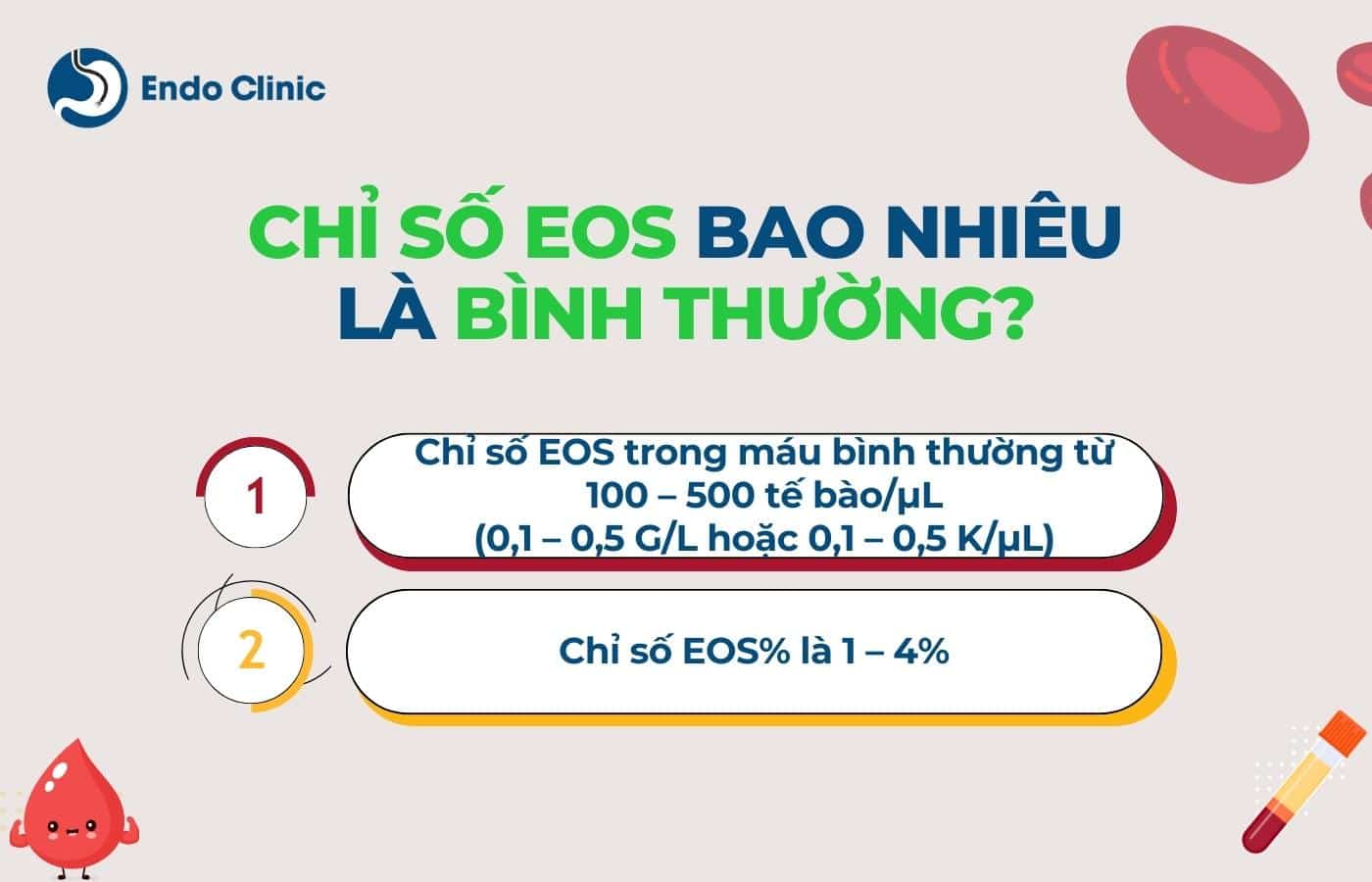 EOS là gì? Chỉ số EOS trong máu tăng cao cảnh báo bệnh gì? - Endo Clinic